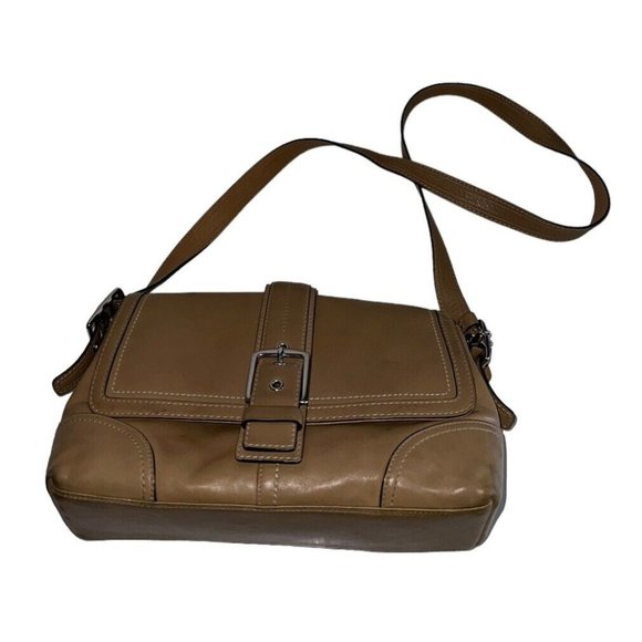 Coach | Bags | Coach F1196 Hampton Tan Leather Crossbody Shoulder Bag ...
